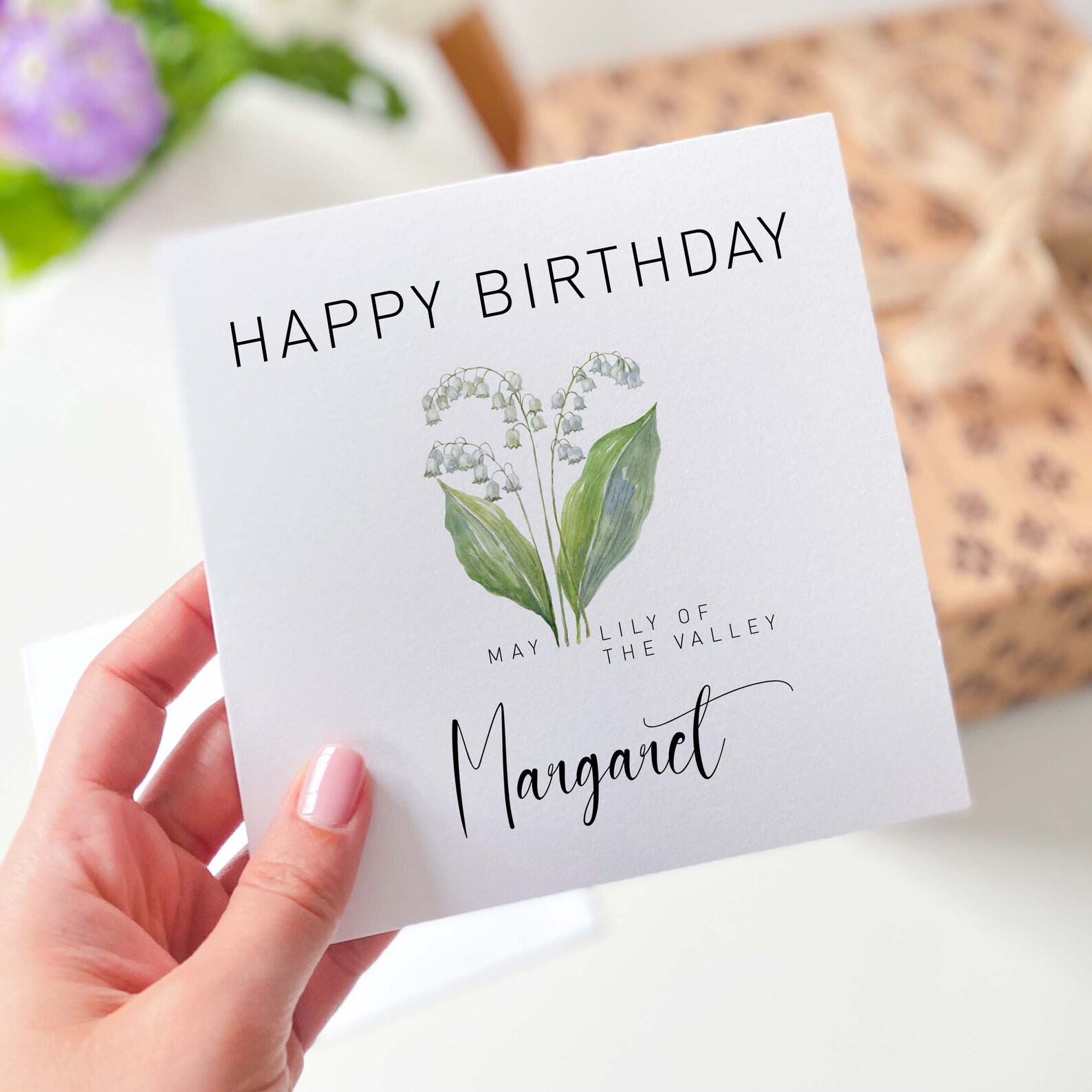 May Birthday Card Personalised Birth Flower Card for Born in May Happy ...