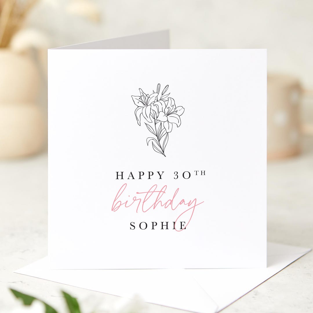 Personalised Birthday Card for Her – Custom Name and Age – Elegant ...