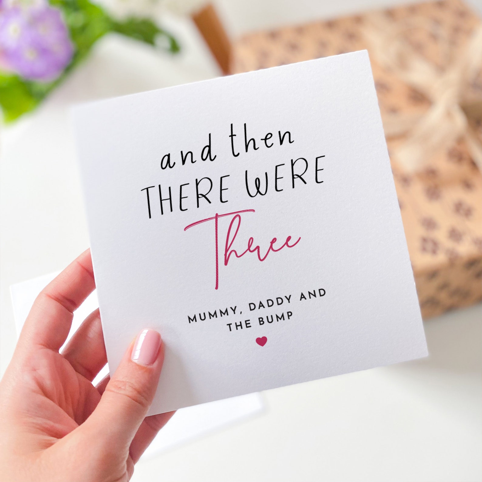 And Then There Were Three New Baby Card Mummy Daddy and the Bump ...