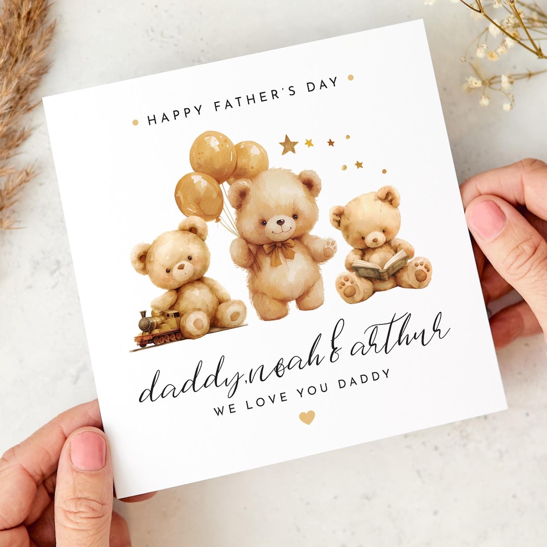 Personalised Teddy Bear Father's Day Card From Children - Etsy