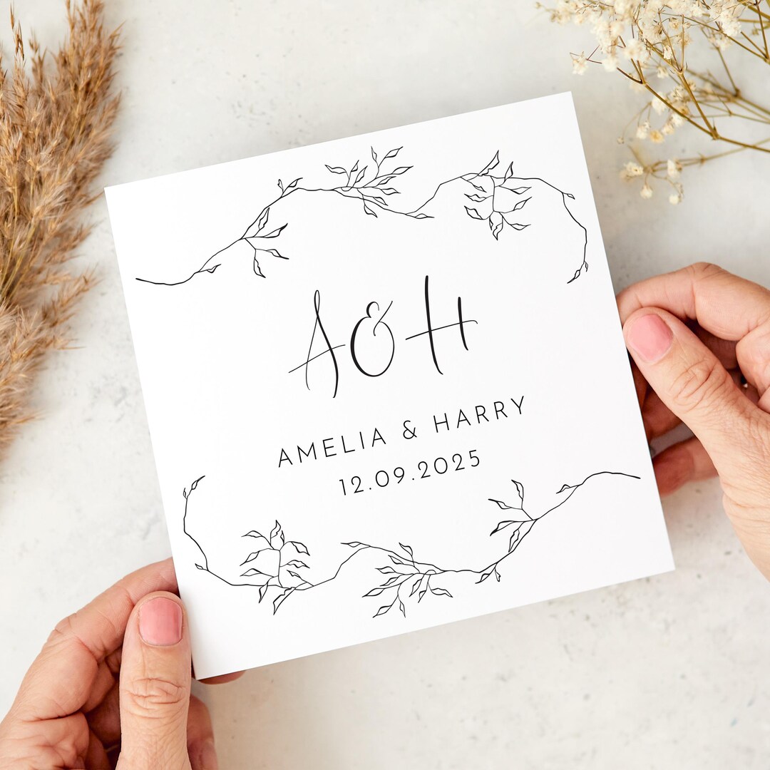 Personalised Wedding or Engagement Card – Custom Initials Names and ...