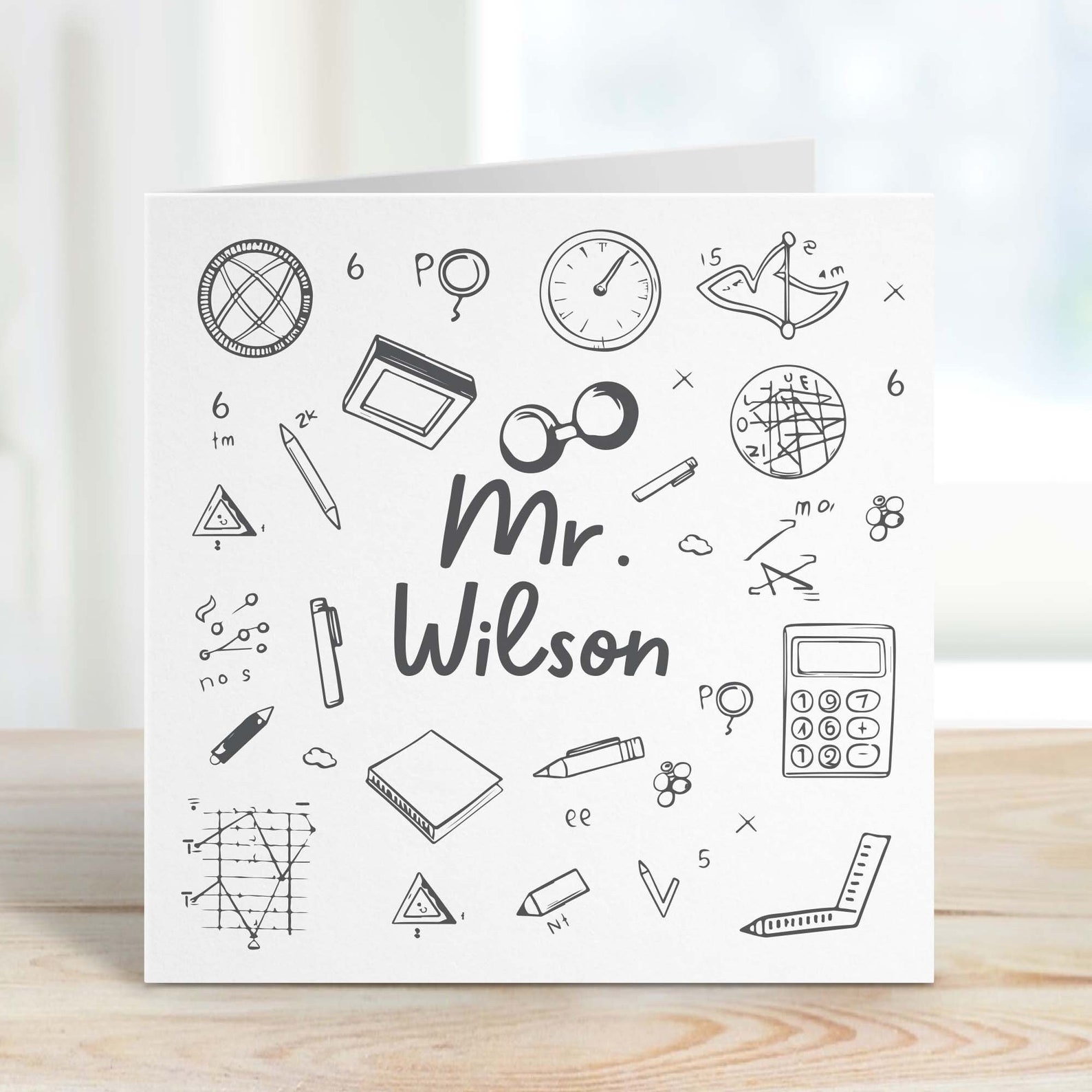 Personalized Math Teacher Thank You Card With Icons - Etsy