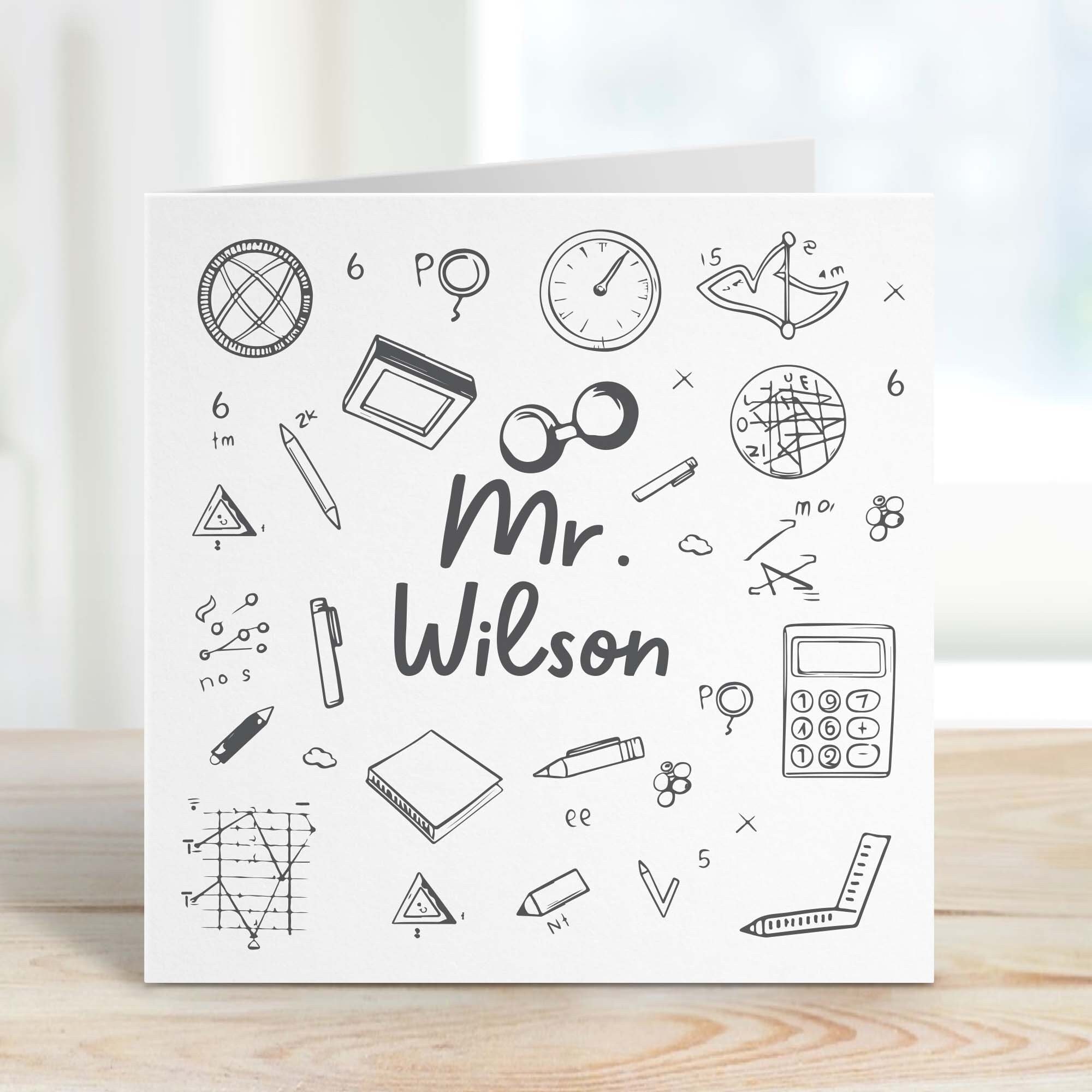 Personalized Math Teacher Thank You Card With Icons - Etsy