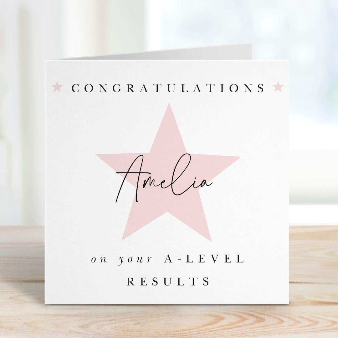 Personalised Congratulations Card With Name and Star on Your A Level ...