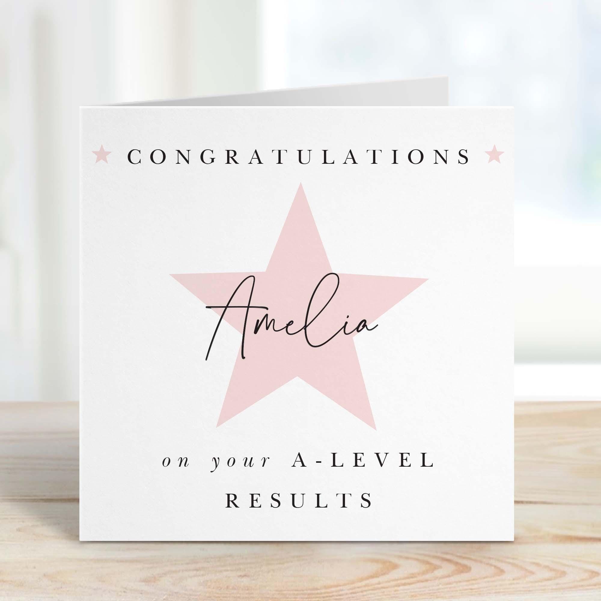 Personalised Congratulations Card With Name and Star on Your A Level ...