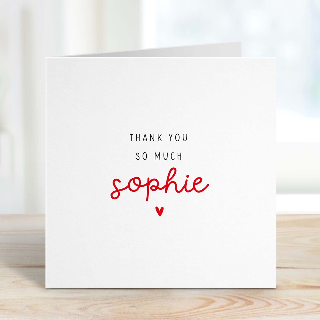 Personalised Thank You Card for Him Her Gift Card With Name Thank You ...