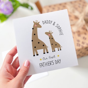 Cute Our First Father's Day Card With Name Gift Card for Daddy Dad Son ...
