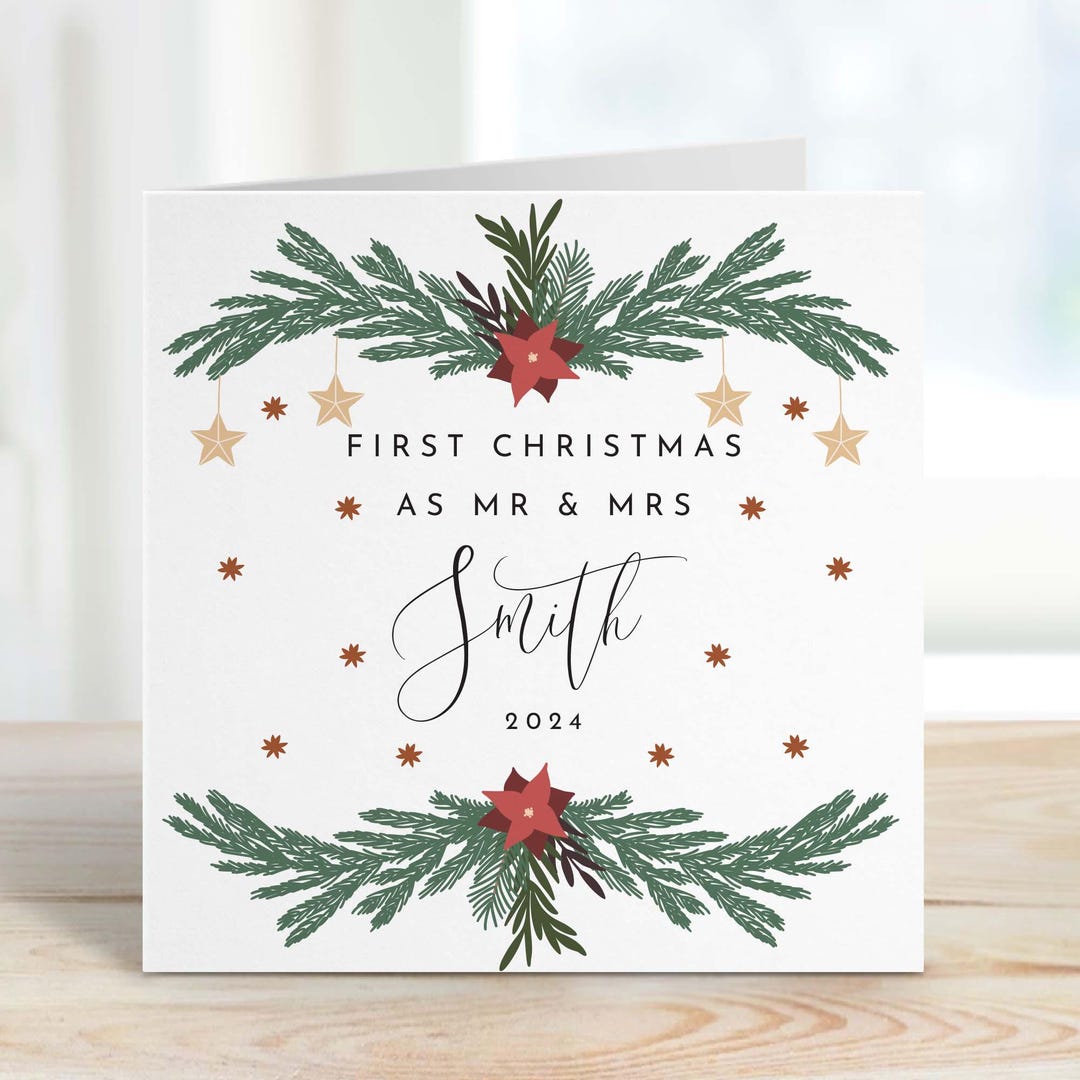 First Christmas Married Card Personalised 1st Xmas as Mr and Mrs Last ...