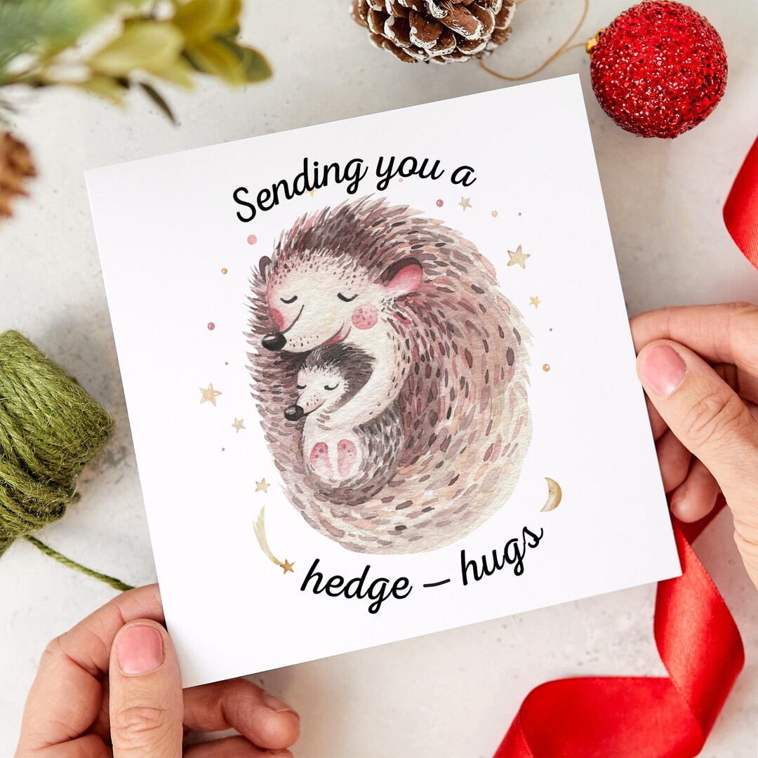 Hedgehog Card Cute Hedge Hugs Pun Card Thinking of You Card Get Well ...