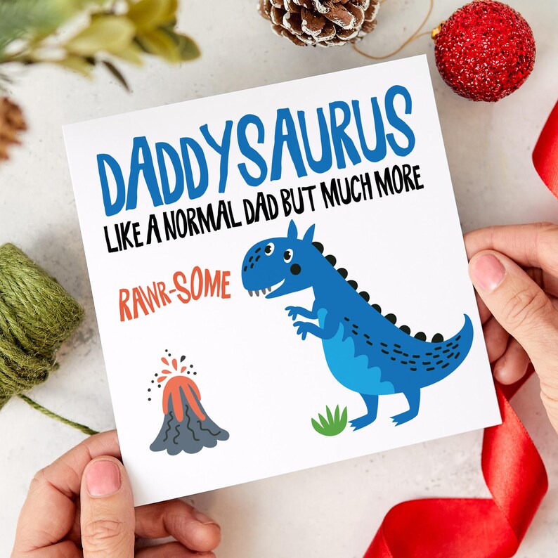 Daddysaurus Card Funny Dinosaur Father's Day Dad's Birthday Card for ...