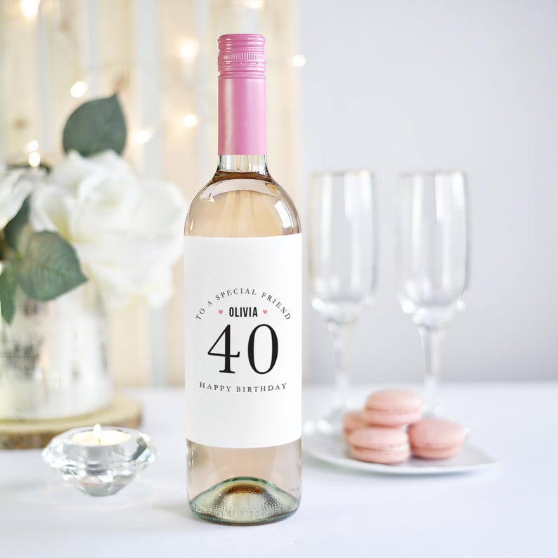 Personalised Birthday Wine Label for Friend, Elegant Milestone Gift - Etsy