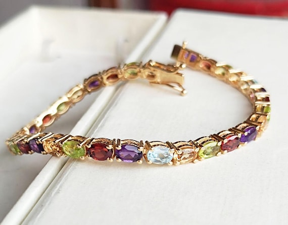 Tennis bracelet multi gemstone store
