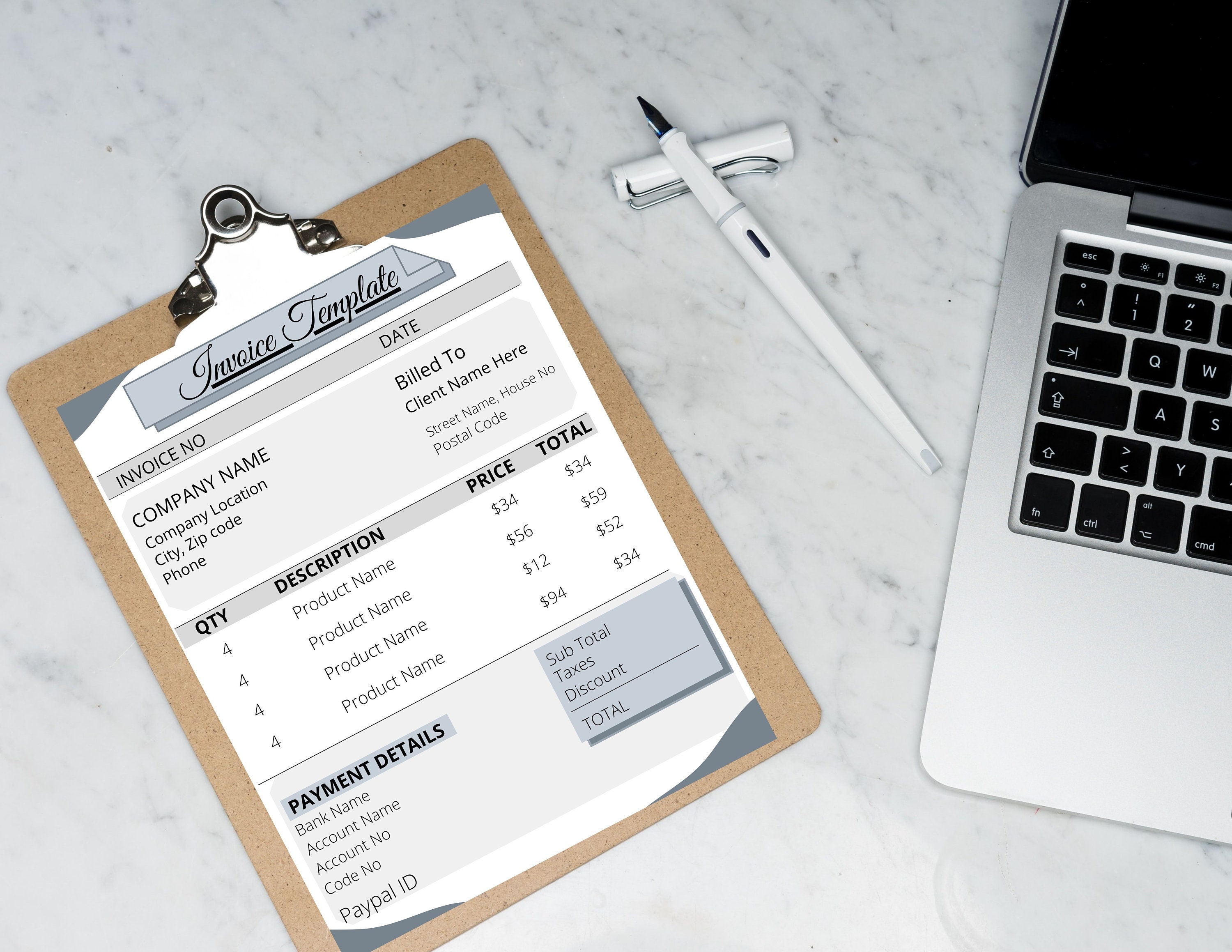 Invoice Template Canva Invoice Template Editable Invoice Printable ...