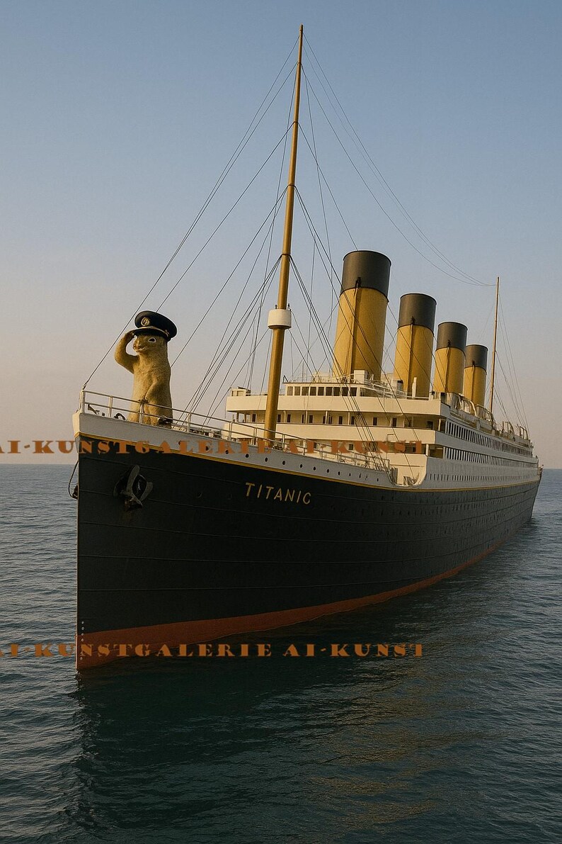 Captain Squirrel on the Titanic – Funny AI Art Print | Digital Download ...
