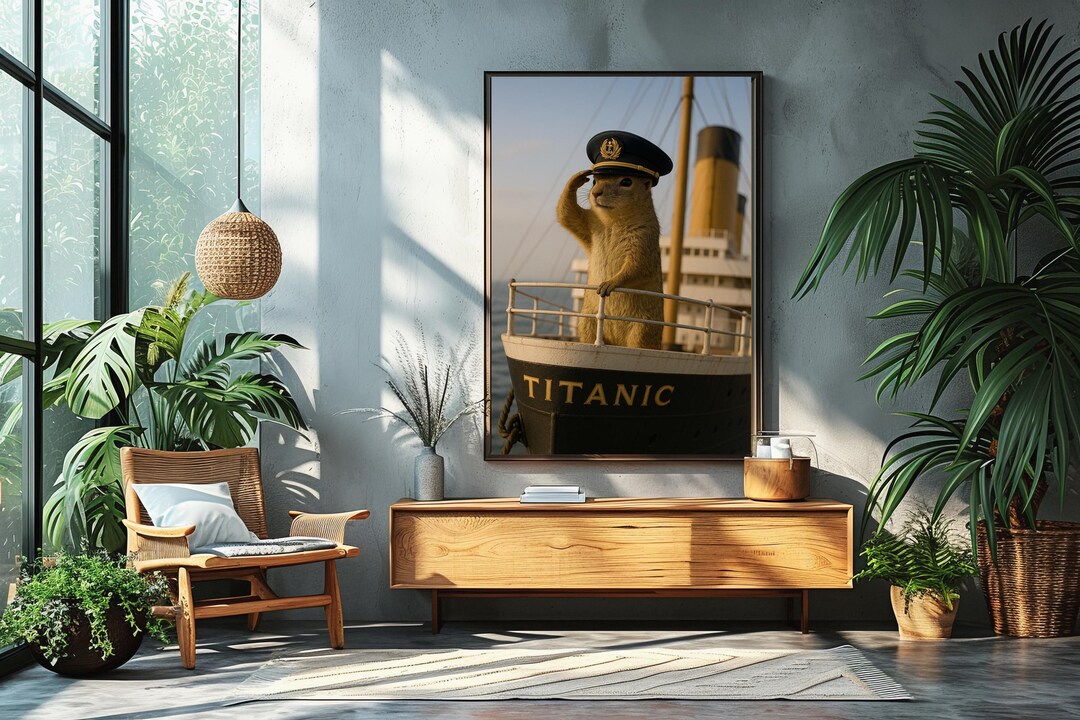 Captain Squirrel on the Titanic – Funny AI Art Print | Digital Download ...