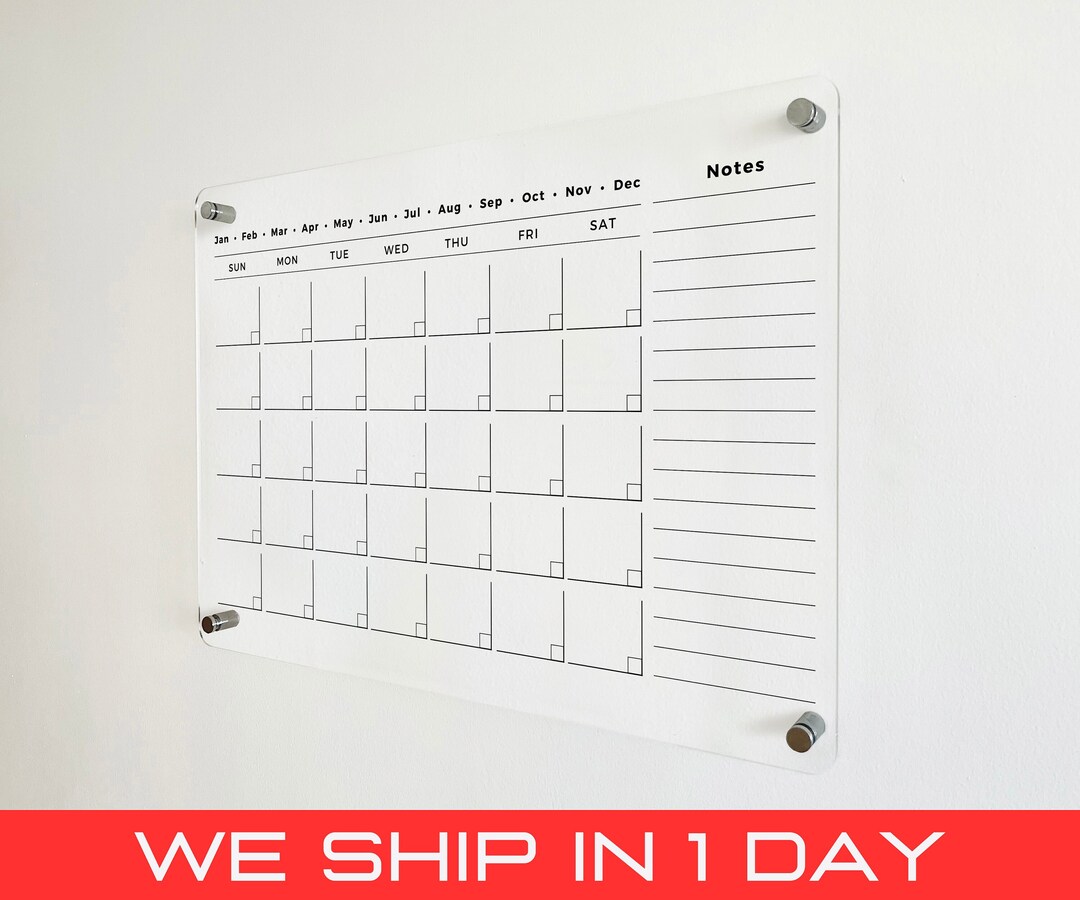 Acrylic Wall Calendar 2025 - Personalized Dry Erase Board, Wall ...