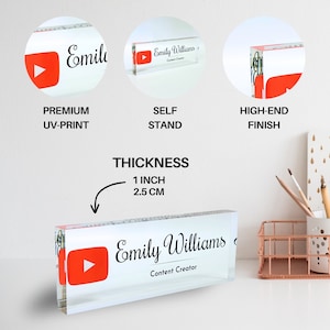 Personalized Logo Desk Name Plate Block 8x3" - Custom Logo Gift for ...