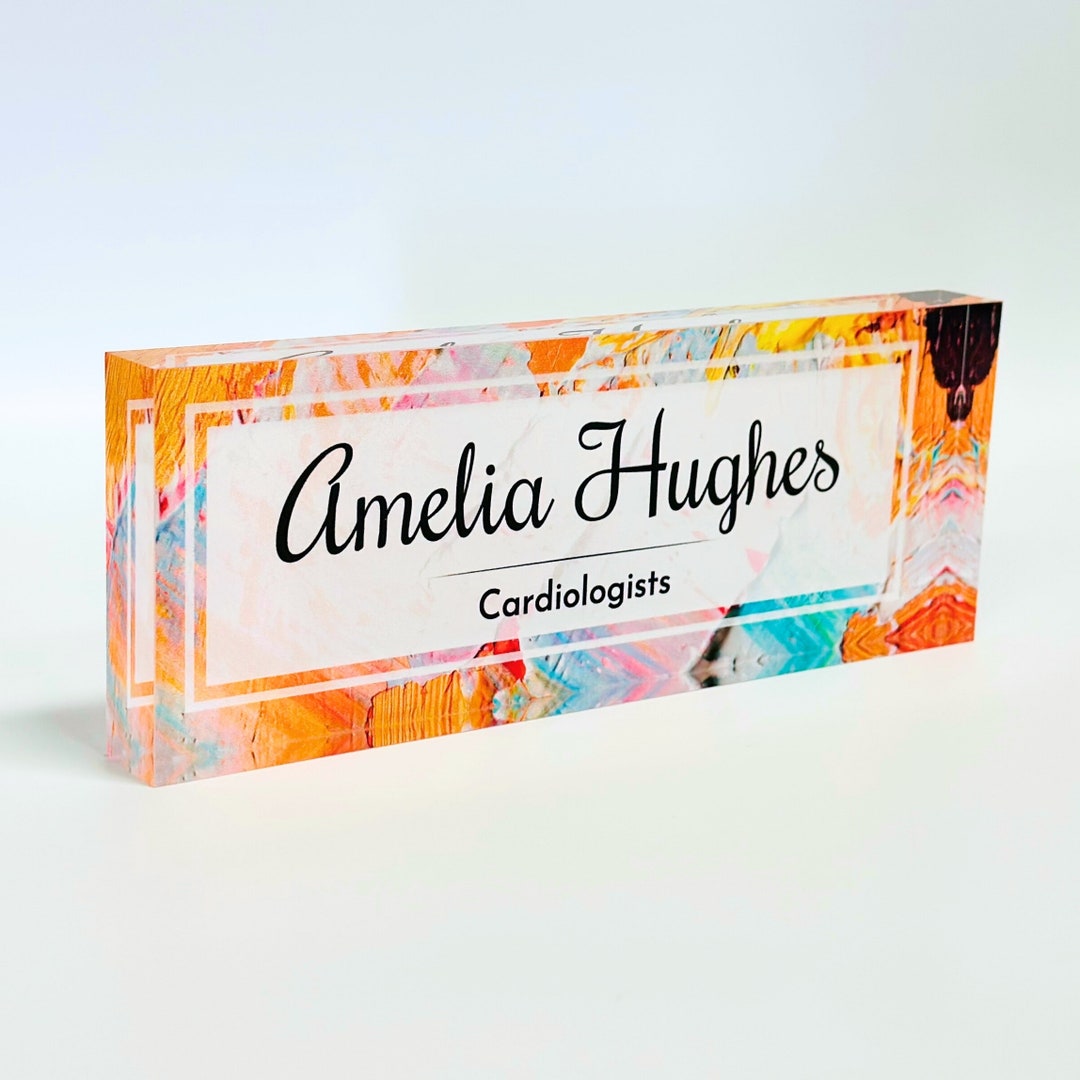Personalized Logo Desk Name Plate Block 8x3" - Custom Logo Gift for ...