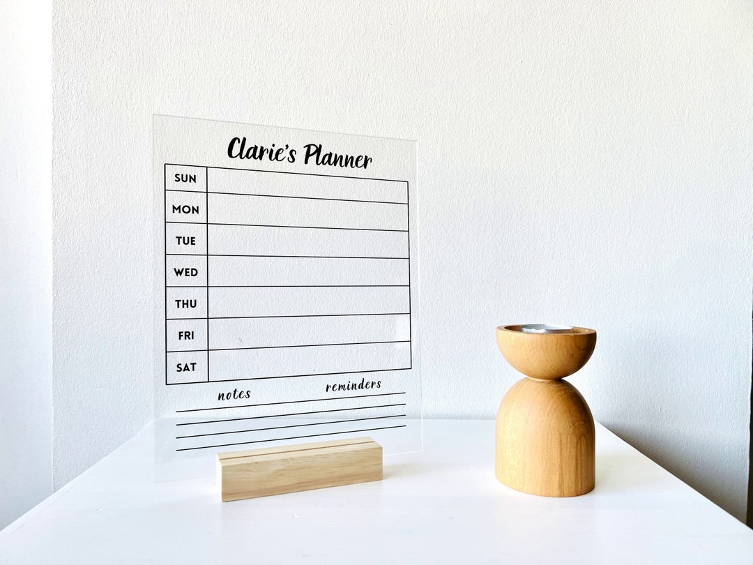 PERSONALIZED Acrylic Week Planner Desk Calendar - Dry Erase Board, Dry ...