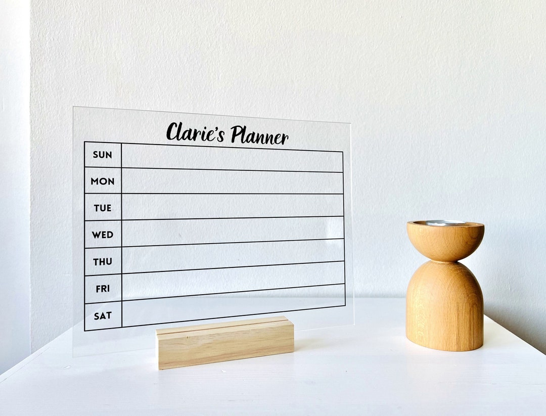 Acrylic Weekly Desk Calendar 2026 - Personalized Dry Erase Board, Desk ...