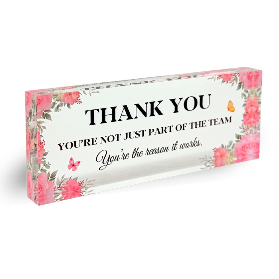 8x3" Clear Acrylic Block Thank You Sign - Gift for Colleague, Thank You ...
