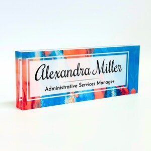 Customized Clear Acrylic Thick 8x3" - Desk Name Plate Block With ...