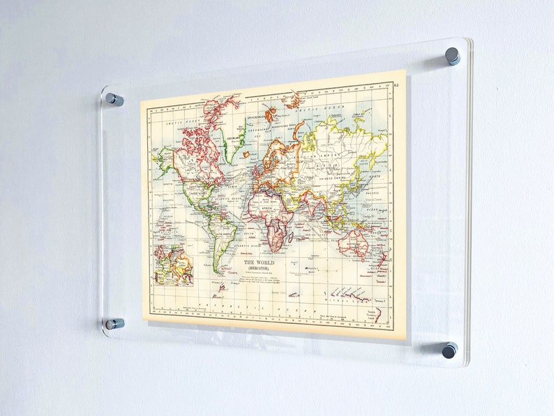 FLOATING MAP FRAME Poster Frame Clear Acrylic Frame - Etsy