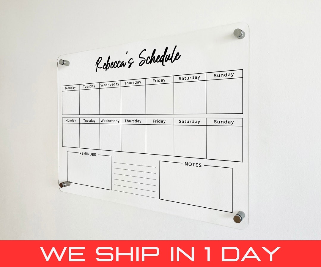 Custom Personal Schedule Planner Calendar - Dry Erase Board, Dry Erase ...