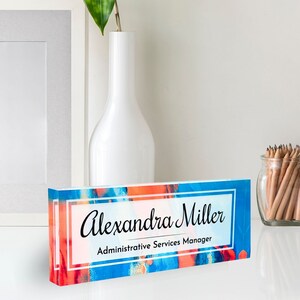 Customized Clear Acrylic Thick 8x3" - Desk Name Plate Block With ...