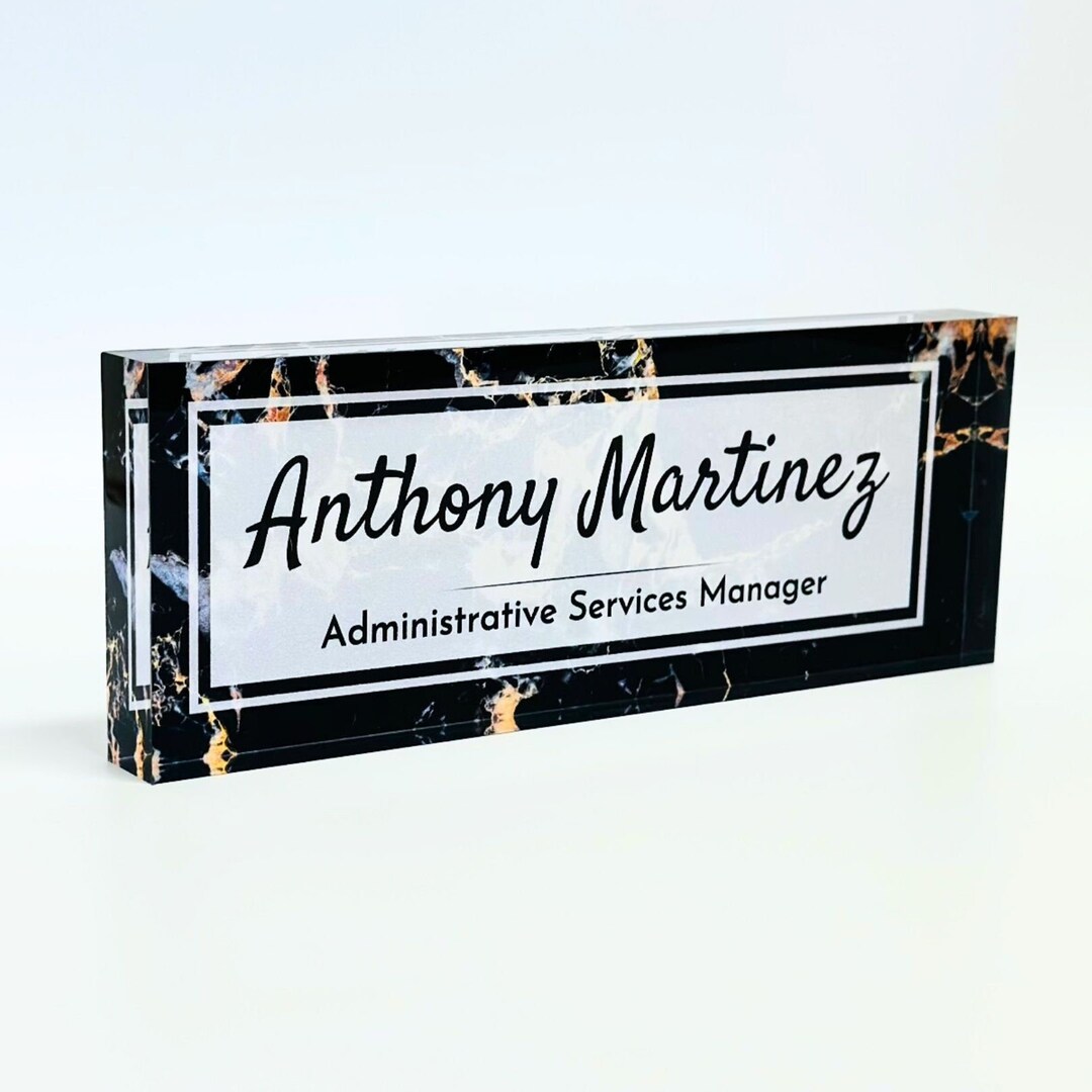 Custom Desk Name Block - 8x3" Clear Acrylic Thick - Personalized Logo ...