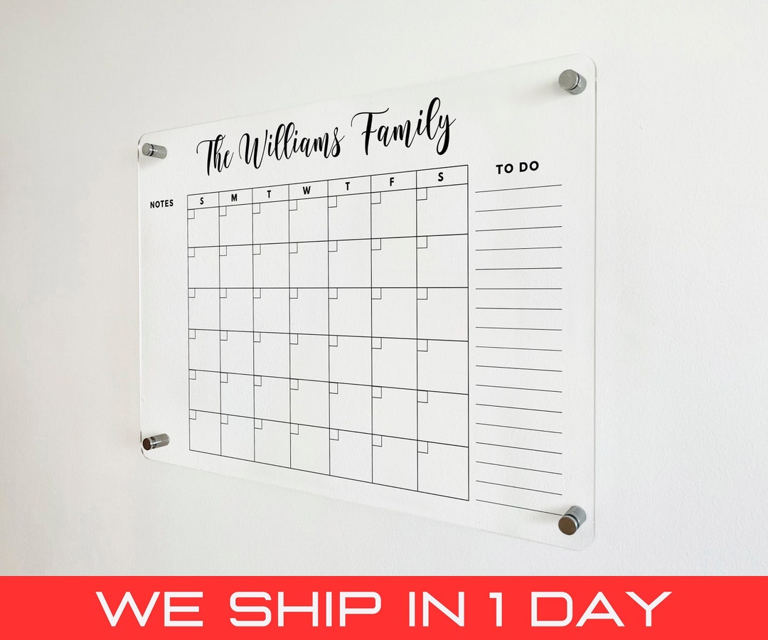 PERSONALIZED Acrylic Family Planner Wall Calendar - Dry Erase Board ...
