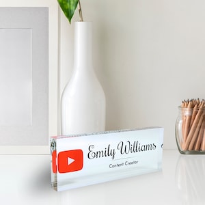 Personalized Logo Desk Name Plate Block 8x3" - Custom Logo Gift for ...