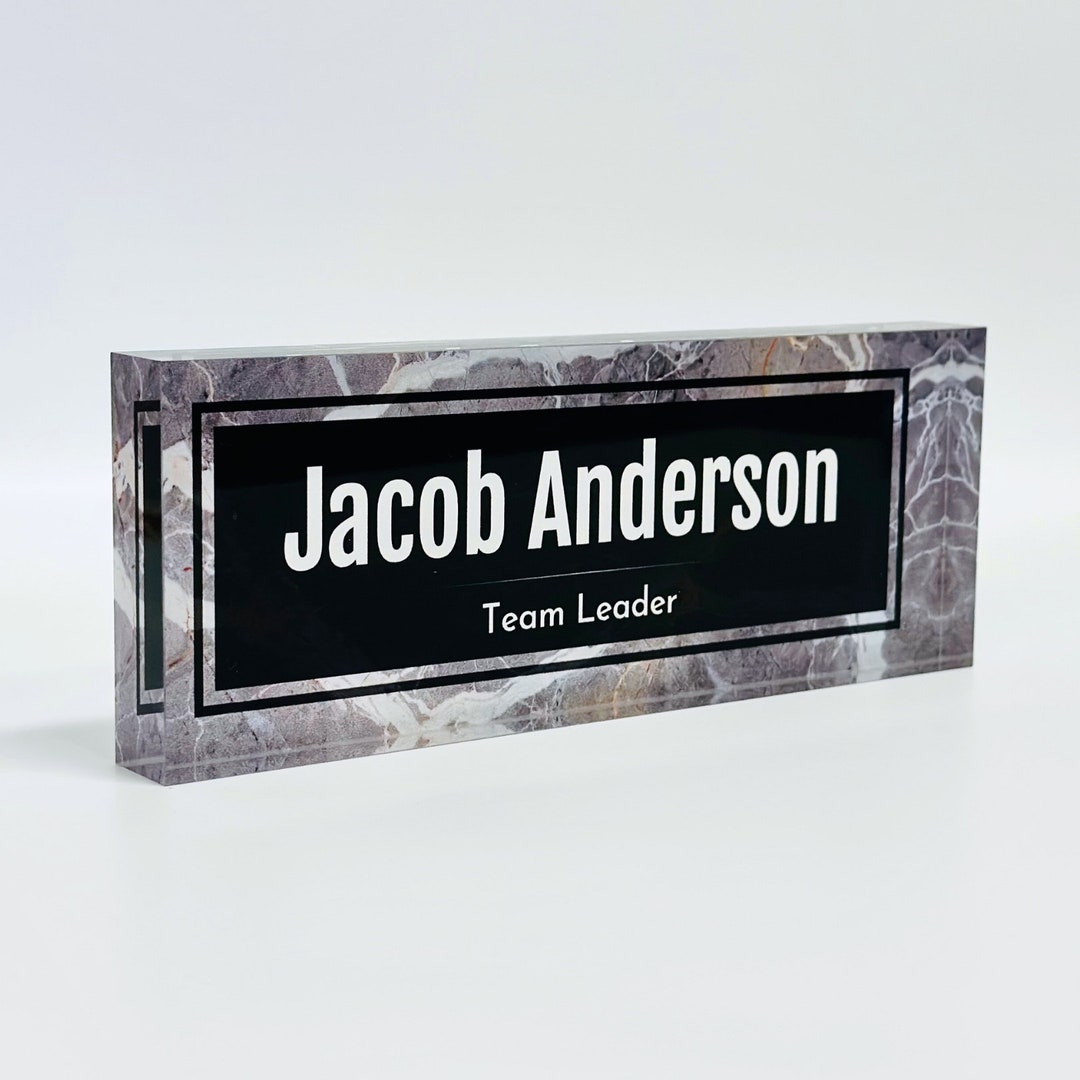 Custom Clear Acrylic Thick 8x3" - Desk Name Plate With Custom Logo Gift ...