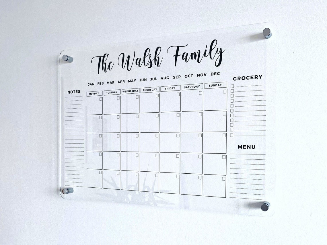 FREE PREVIEW Acrylic Family Planner Wall Calendar - Etsy