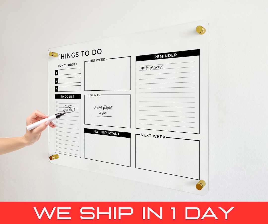 Acrylic Premium Wall Planner - Large Glass Calendar for Wall - to Do ...