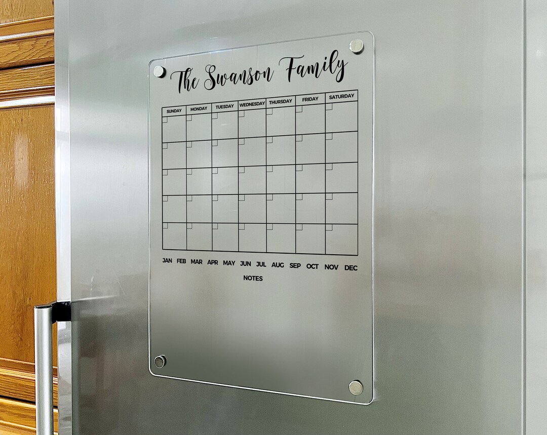 FRIDGE CALENDAR Magnetic Fridge Calendar - Magnetic Monthly Acrylic ...