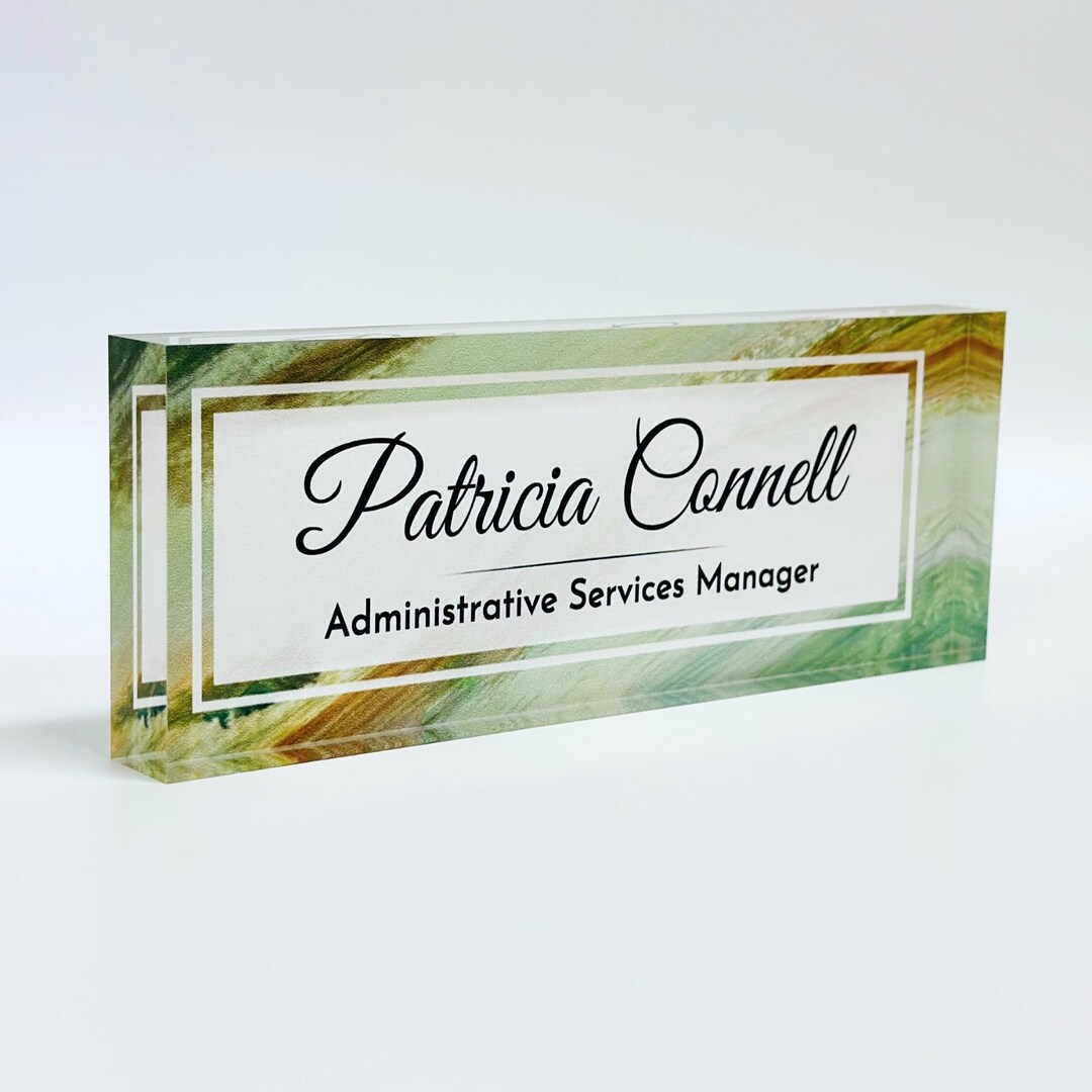 Personalized Logo Desk Name Plate Block 8x3" - Custom Logo Gift for ...
