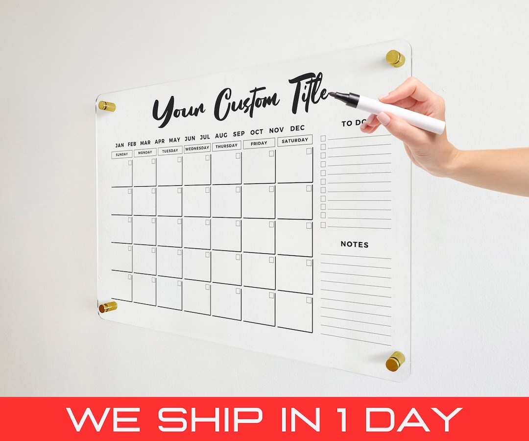 Minimalist Horizontal Clear Calendar for Office and Home Wall ...