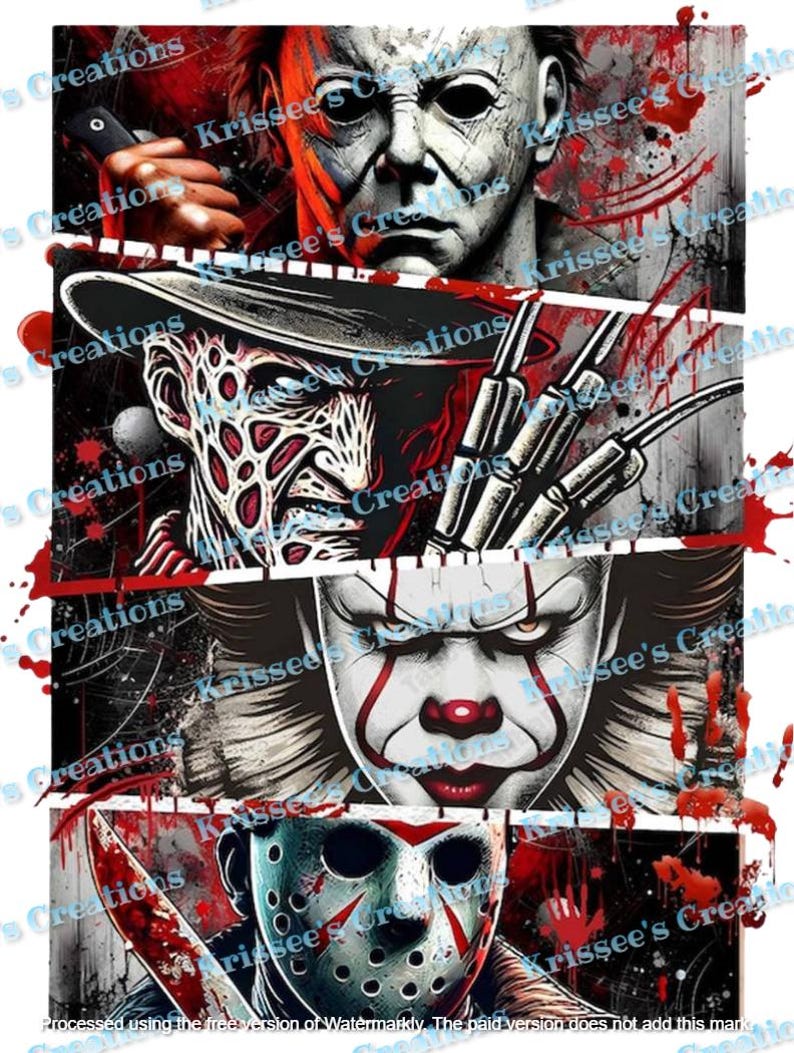 Horror Movie Slasher Digital Design/png With Blood Splatter for ...