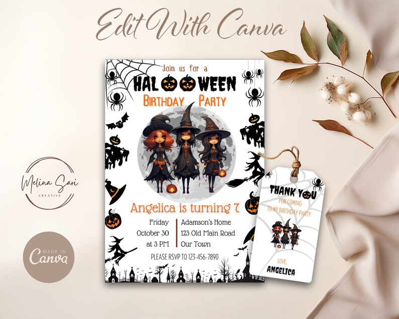 Editable Halloween Birthday Invitation Template Printable - Etsy