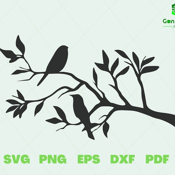 Bird on Branch Svg - Etsy