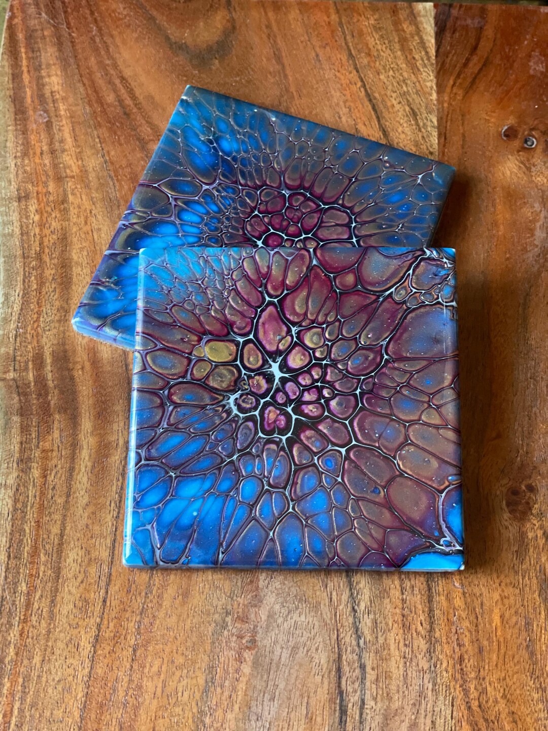 Blueberry Splatter Resin Acrylic Art Coasters, Set of 2 - Etsy