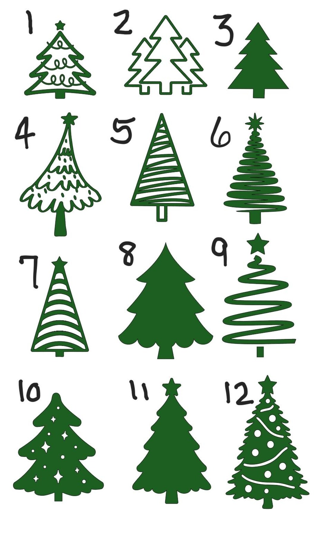Set of 12 Christmas Tree Decals | Tree Decals | Ornamnet Decals ...