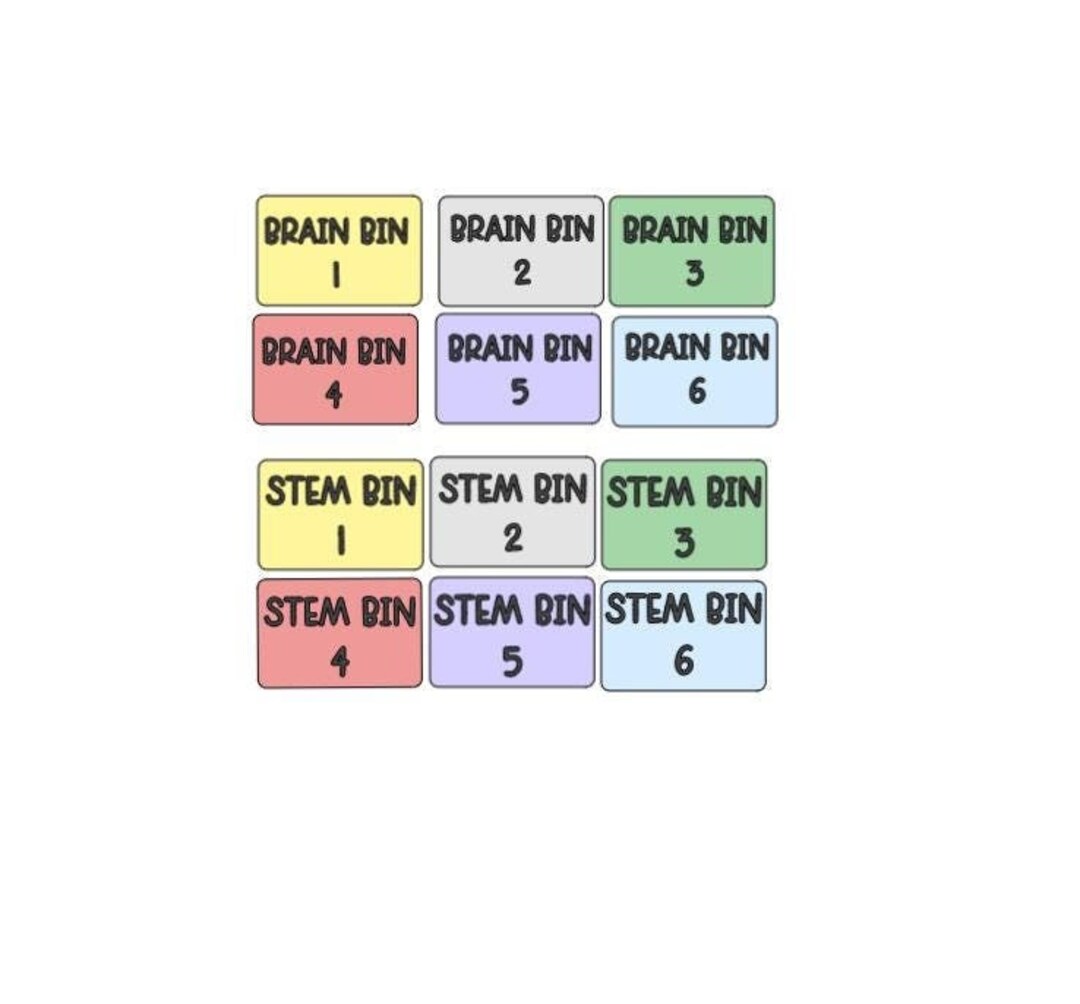 Stem Bin Decals | Brain Bin | Brain Bin Labels | Classroom Organization ...