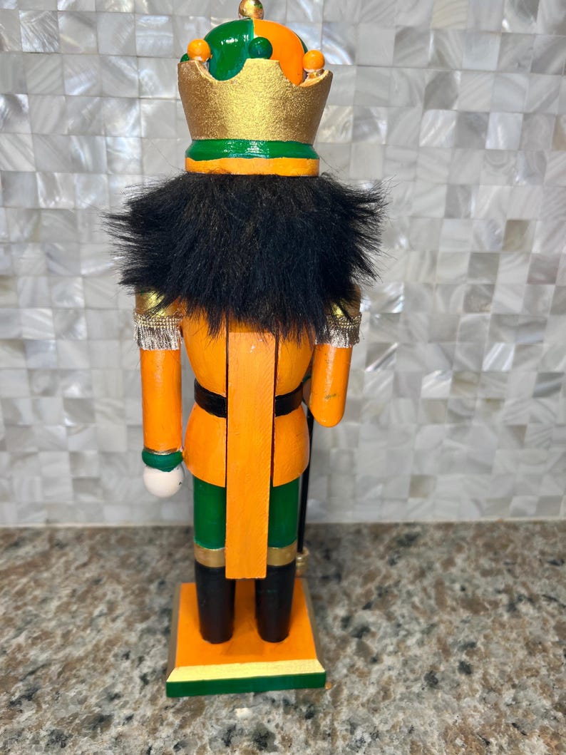 12” NCAA University of Miami Nutcracker: Orange and Green Handpainted ...