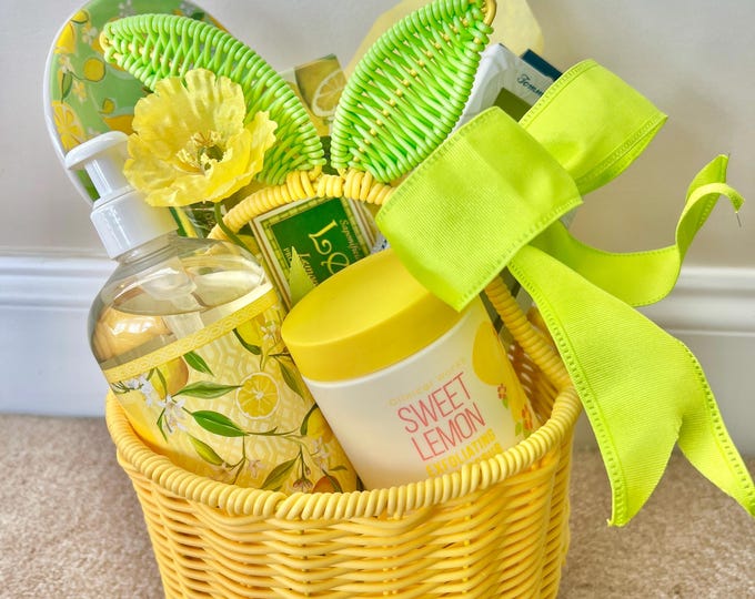 Lemon Themed Gift Basket* Gifts for Her* Housewarming Gifts* Hostess ...