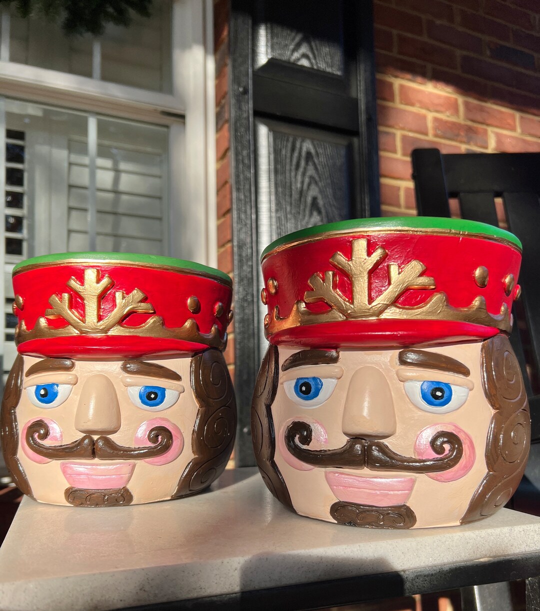 Set of 2 Large Ceramic Nutcracker Head Planters - Etsy