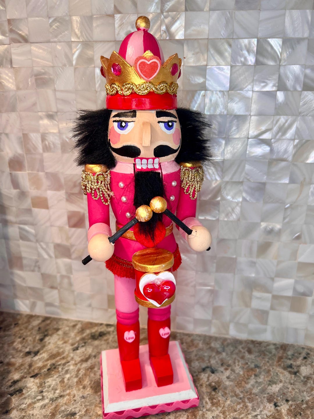 12” Hand-painted Valentine’s Day Nutcracker With Drums* Valentine’s Day ...