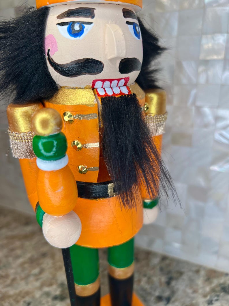 12” NCAA University of Miami Nutcracker: Orange and Green Handpainted ...