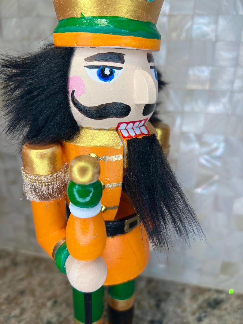 12” NCAA University of Miami Nutcracker: Orange and Green Handpainted ...